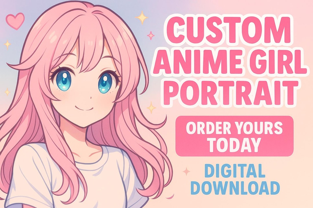 Custom Anime Girl Portrait – Cute Digital Art Commission | Pastel Style ...