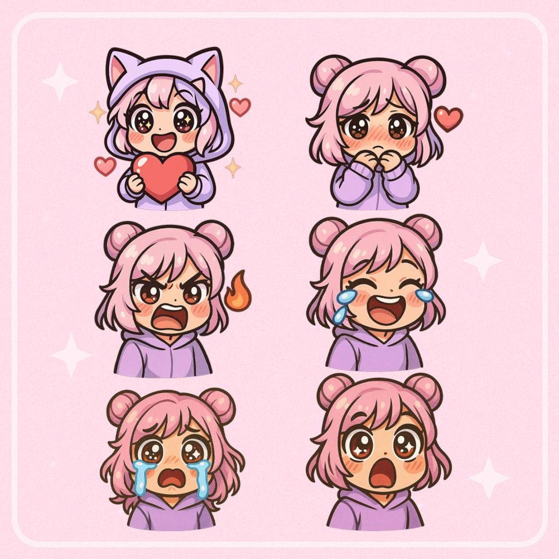 Custom Chibi Twitch & Discord Emotes | Personalized Streamer Emote Pack ...