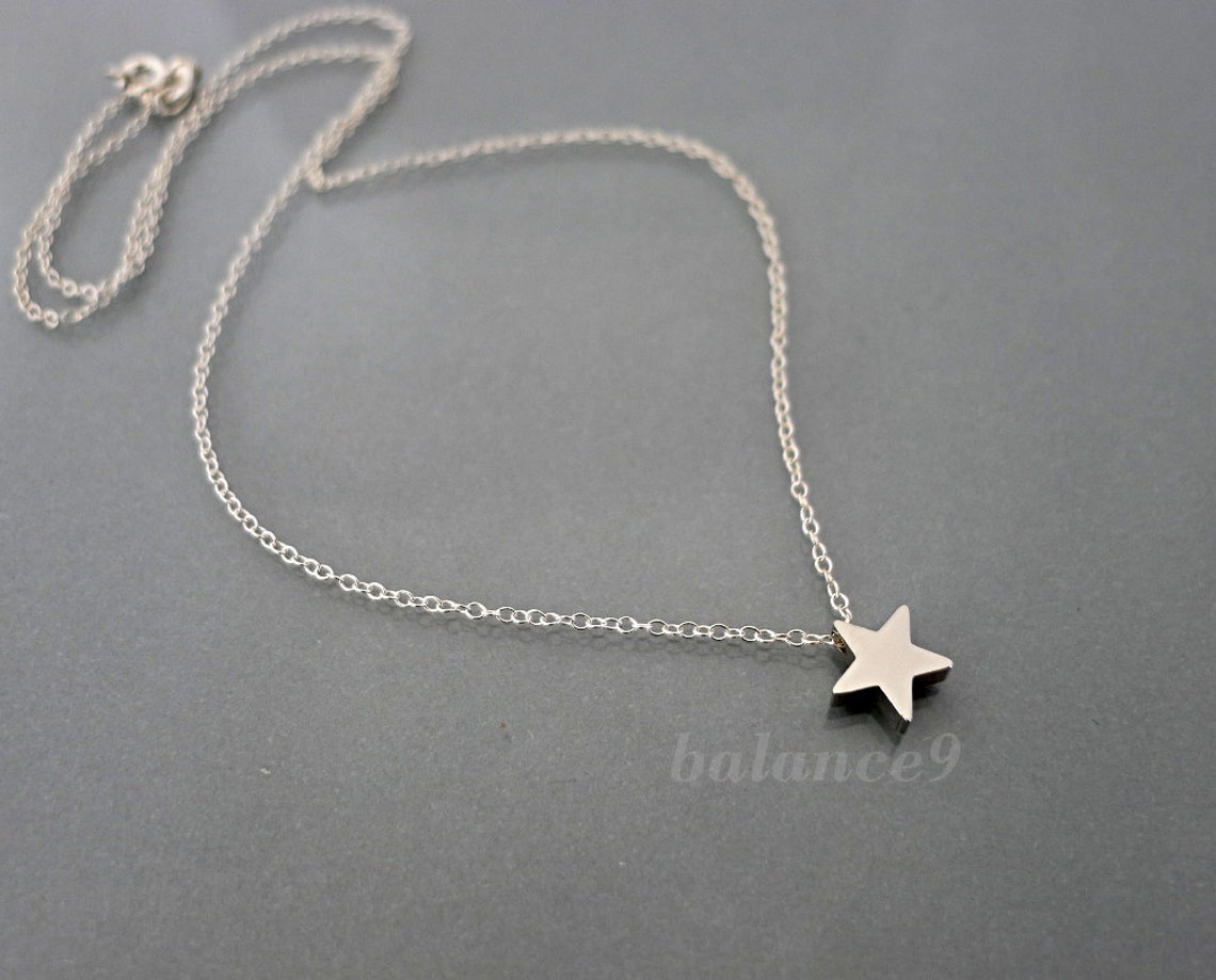 Silver Star Necklace Minimalist Small Star Charm Necklace - Etsy