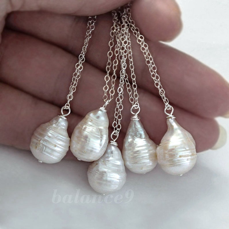 Single Pearl Necklace pearl drop pendant necklace Baroque | Etsy