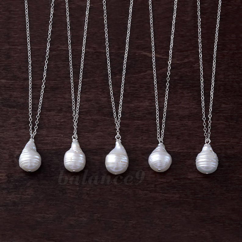 Single Pearl Necklace pearl drop pendant necklace Baroque | Etsy