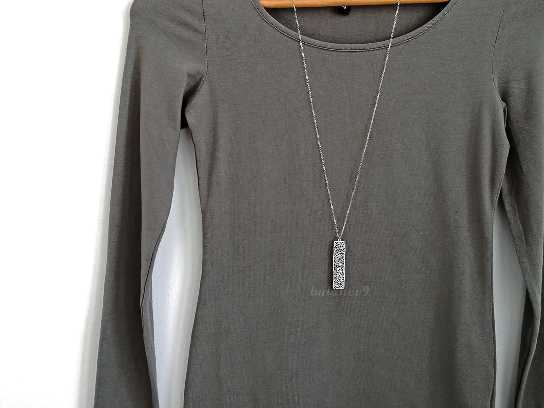 Rectangle Bar Necklace, Long Drop Pendant, Minimalist Jewelry Gift - Etsy