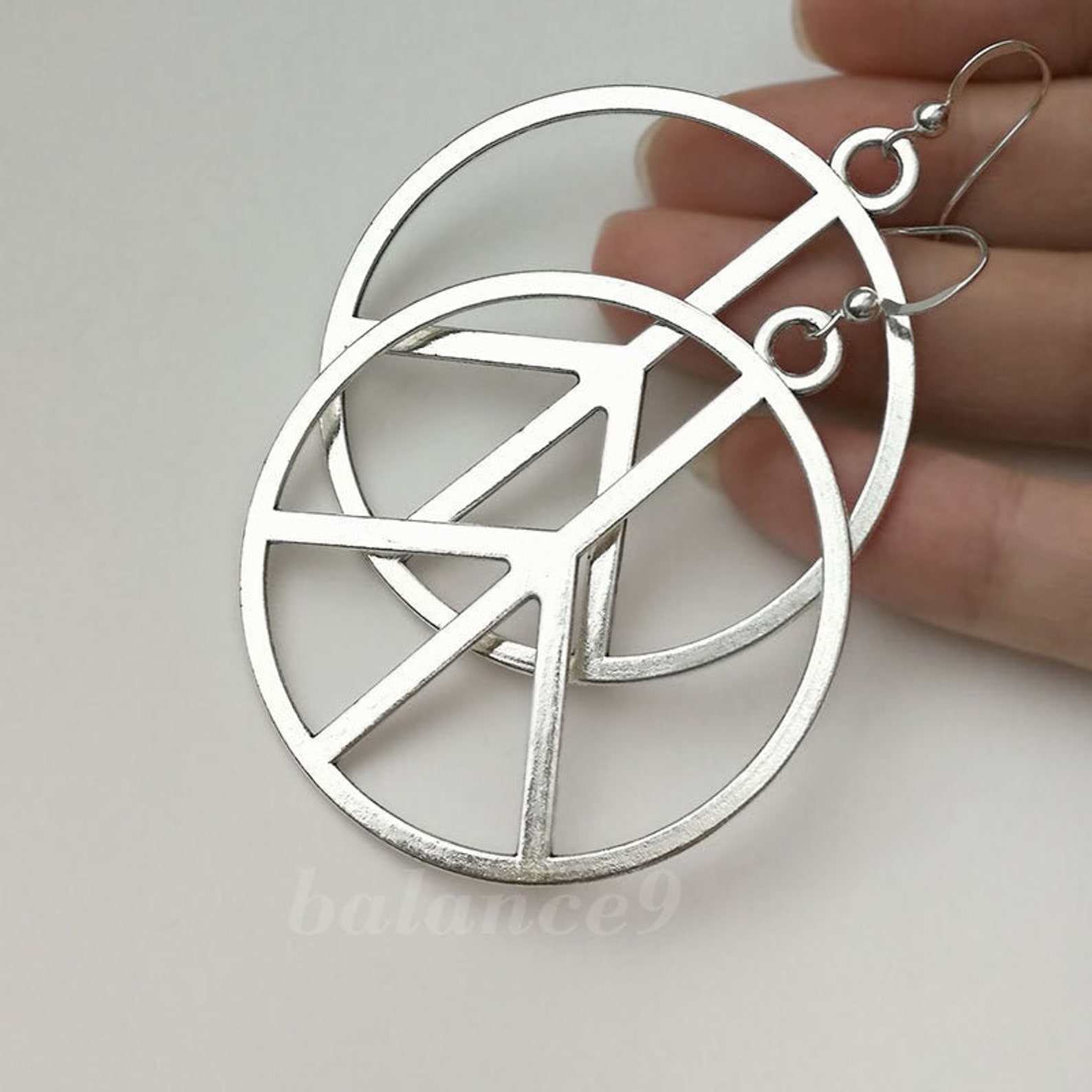 Peace Sign Earrings Large Peace Sign Hoop Sterling Silver - Etsy