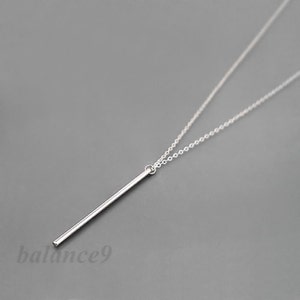 Bar Pendant Necklace Bar Drop Necklace Long Silver Stick - Etsy