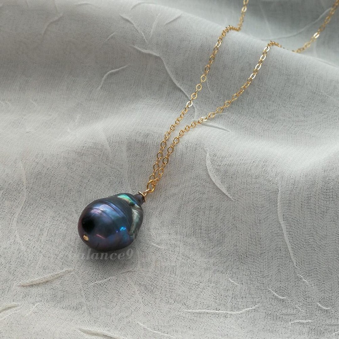 Fireball Pearl Pendant Necklace, Large Peacock Baroque Flameball Pearl ...