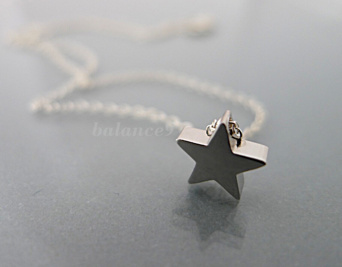 Silver Star Necklace Minimalist Small Star Charm Necklace - Etsy