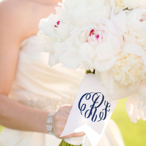 Custom Monogrammed Bouquet Ribbon 3 Wide Grosgrain - Etsy