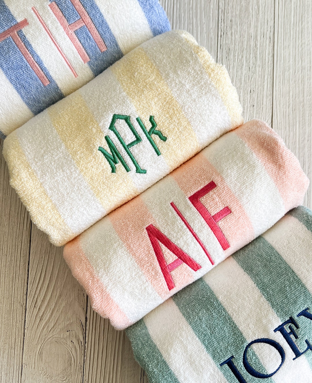 Embroidered Oversize Cabana Stripe Towels | 30x70" | Bachelorette Party ...
