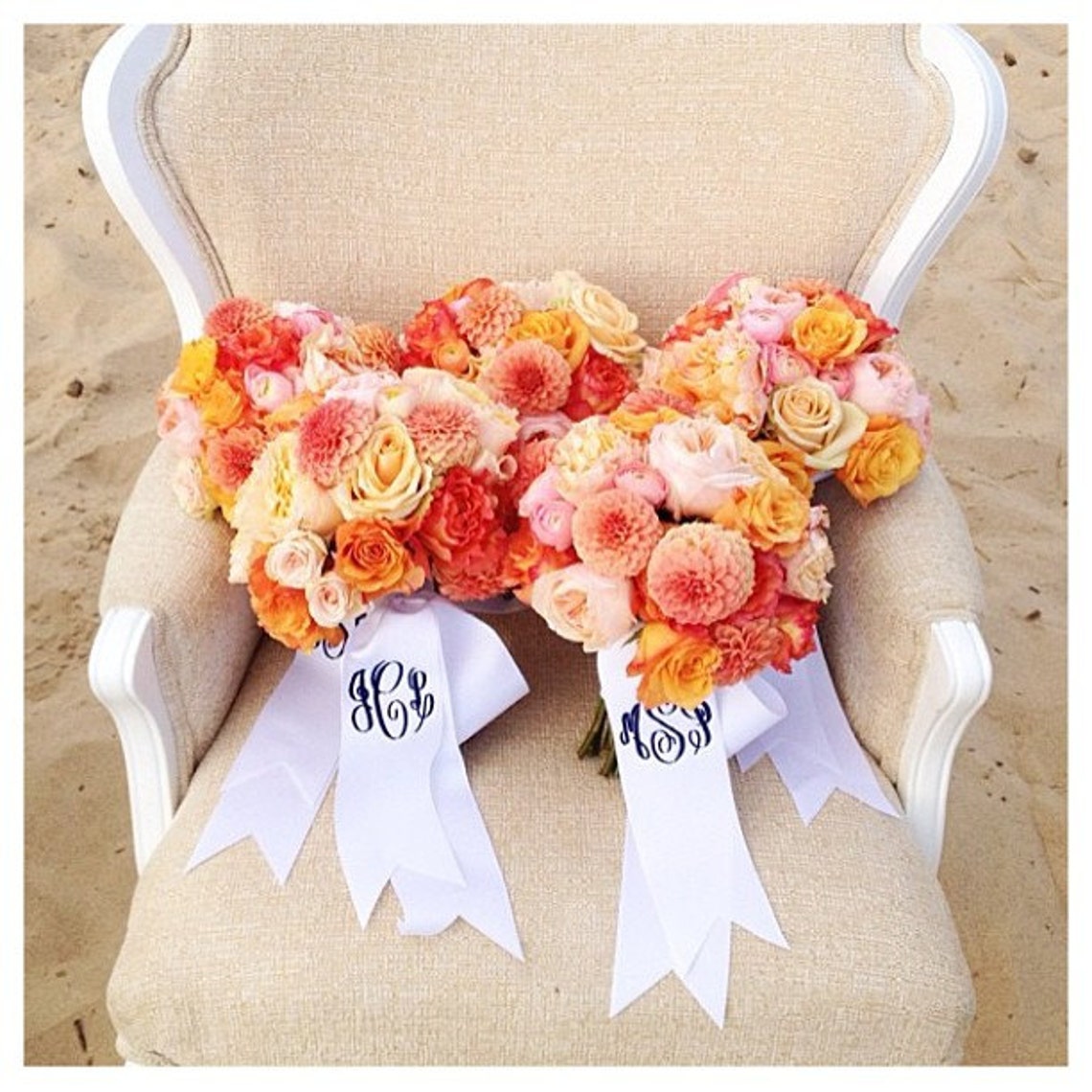 Custom Monogrammed Bouquet Ribbon 3 Wide Grosgrain - Etsy