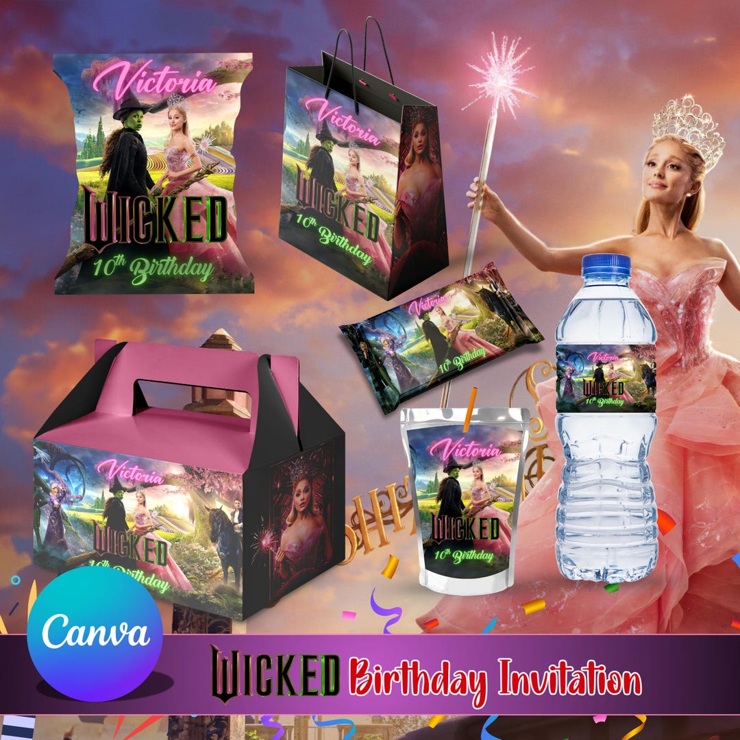 Wicked Birthday Party Pack, Wicked Party Favor, WICKED Party Package ...
