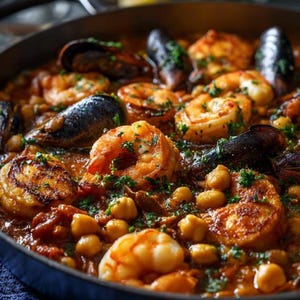 EASY RECIPE for Spanish Seafood Stew : Shrimp, Mussels & Chickpeas (PDF ...