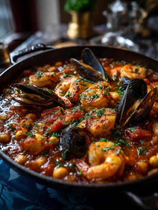 EASY RECIPE for Spanish Seafood Stew : Shrimp, Mussels & Chickpeas (PDF ...
