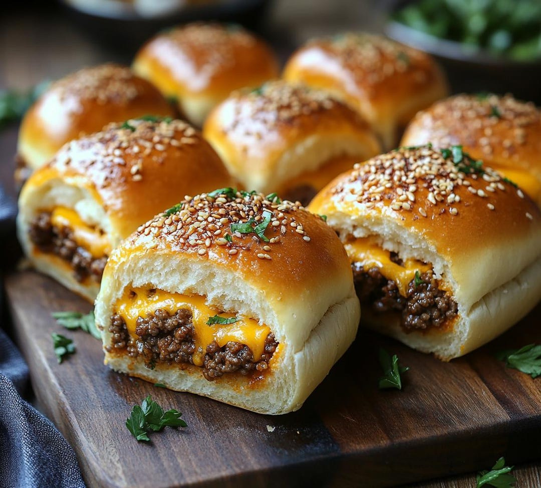 EASY RECIPE for Cheesy Ground Beef Stuffed Buns : Savory Dinner Rolls ...