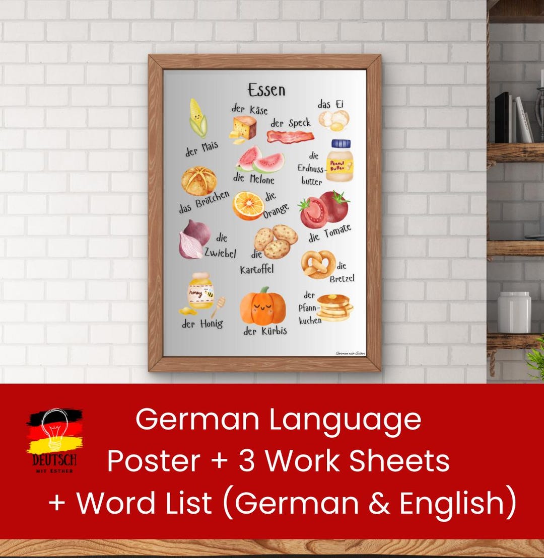 German Lesson 'food' Worksheets, Poster, Word List - Materials for ...