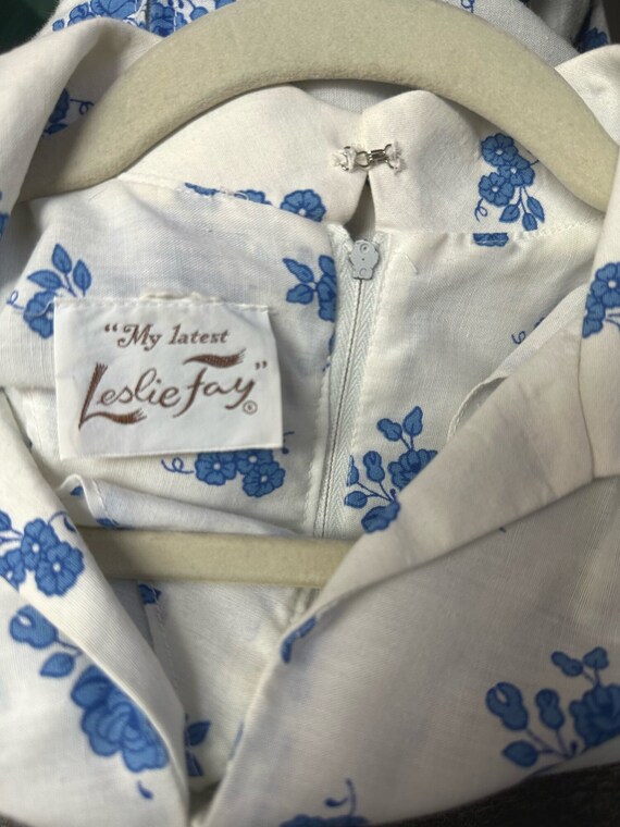 1970s Leslie Fay Blue Floral Dress - Gem