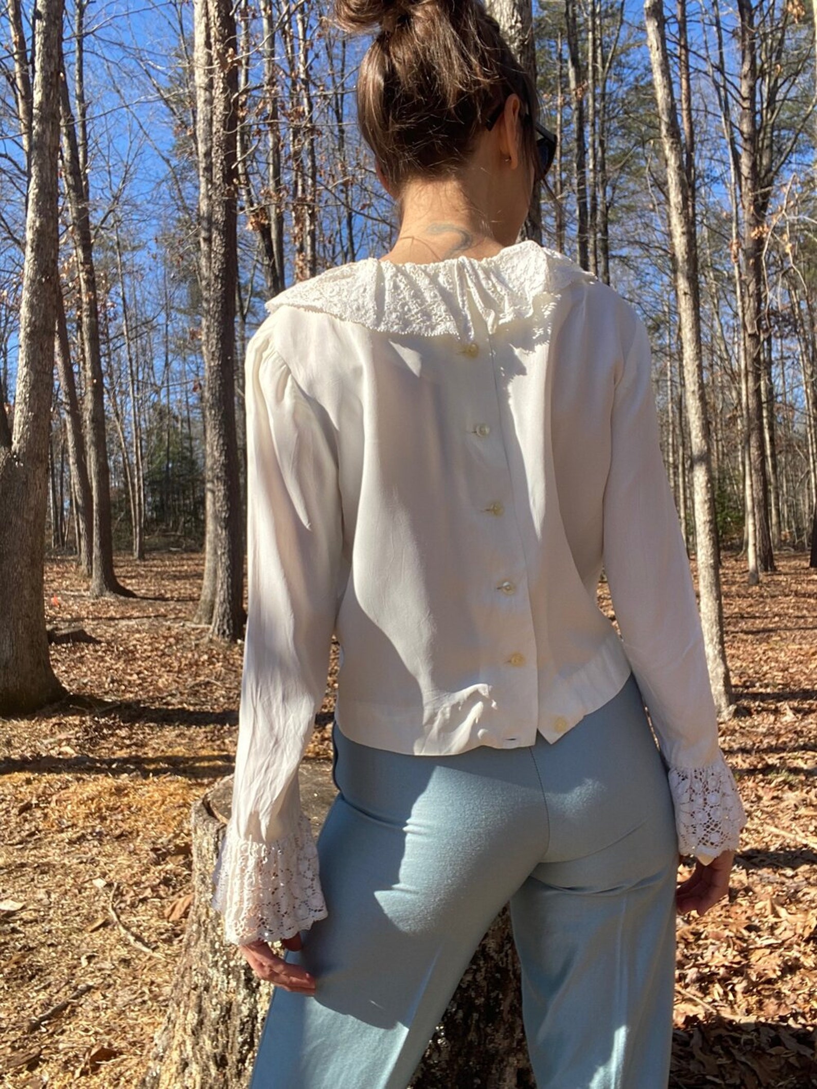 1970s Arpeja Ivory Ruffle Top - Etsy