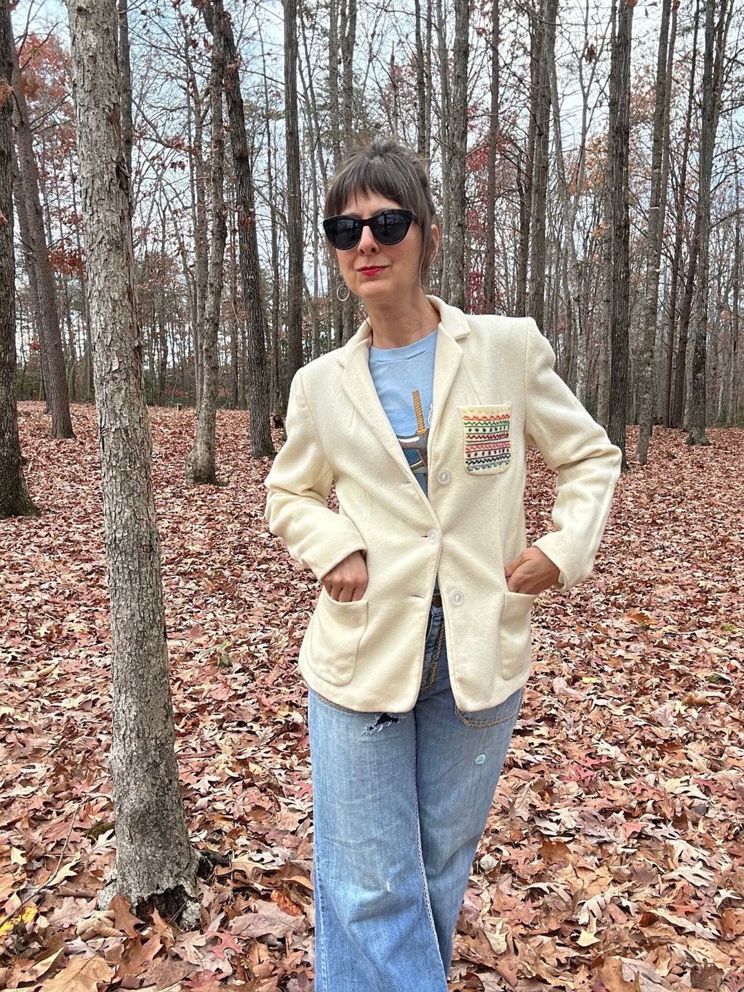 1950s to 60s Embroidered Wool Shirt Jacket - Etsy