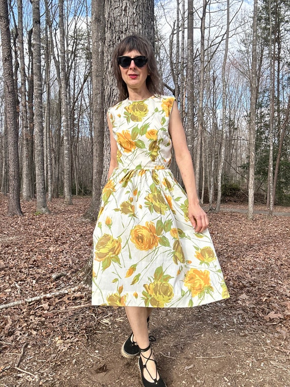 1950s to 60s Floral Print Dress - Gem