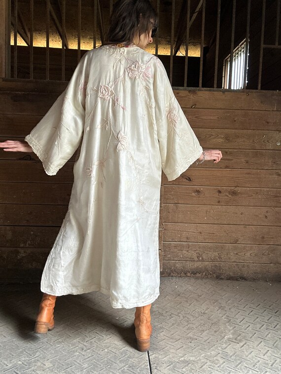 Antique Silk Embroidered Robe - Gem