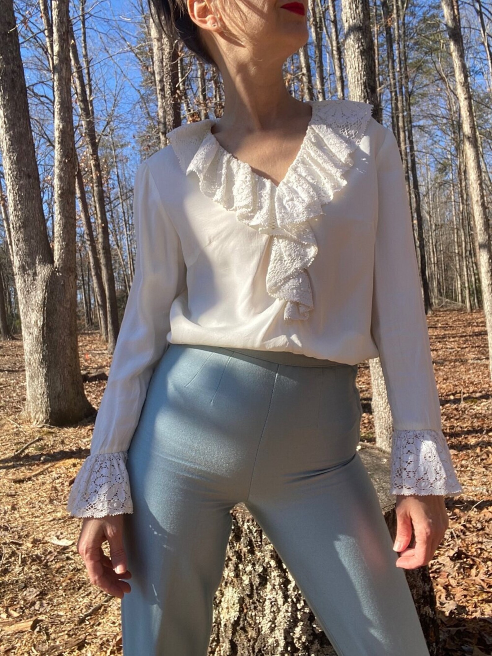 1970s Arpeja Ivory Ruffle Top - Etsy