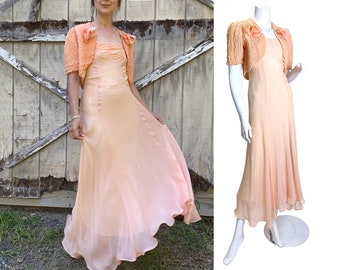Peach Chiffon Dress - Etsy