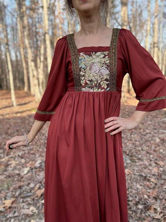 1970s Young Edwardian Tapestry Dress - Gem