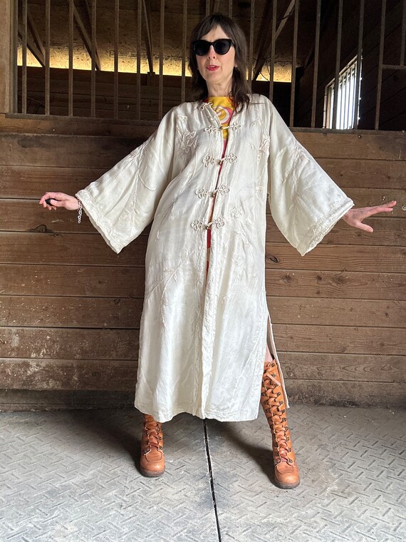 Antique Silk Embroidered Robe - Gem