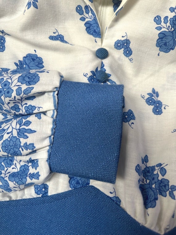 1970s Leslie Fay Blue Floral Dress - Gem