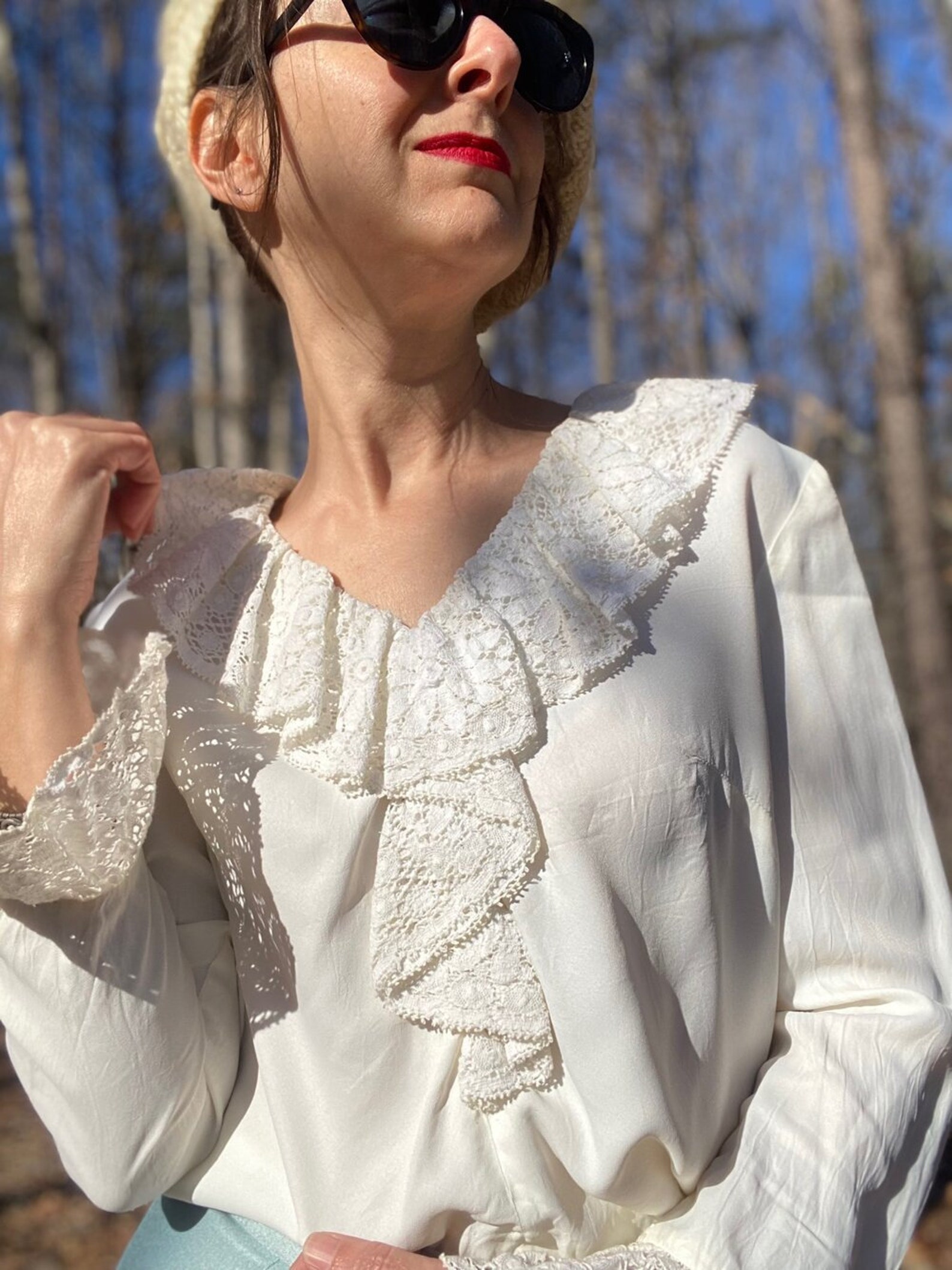 1970s Arpeja Ivory Ruffle Top - Etsy