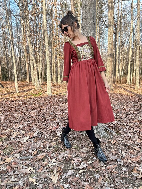 1970s Young Edwardian Tapestry Dress - Gem