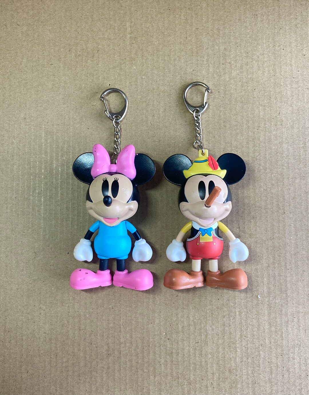 Vintage Set of Two Disney Mickey & Minnie 3D Figures Couple Key Chains ...