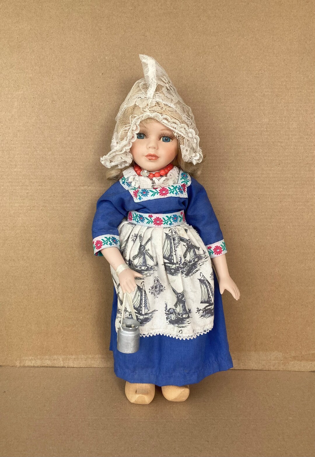 A Beautiful Vintage Dutch Milk Maid Handmade Porcelain Doll in Milk ...