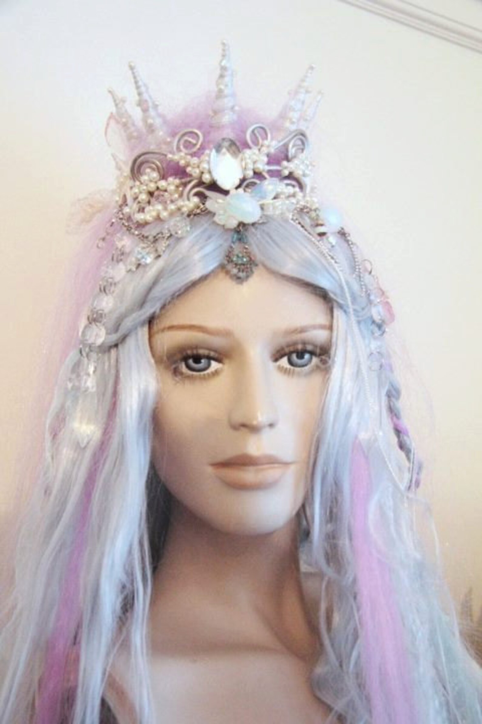 Mermaid Wig - Custom Made With Shell Crown + Pearl Beads + Plaits - Etsy
