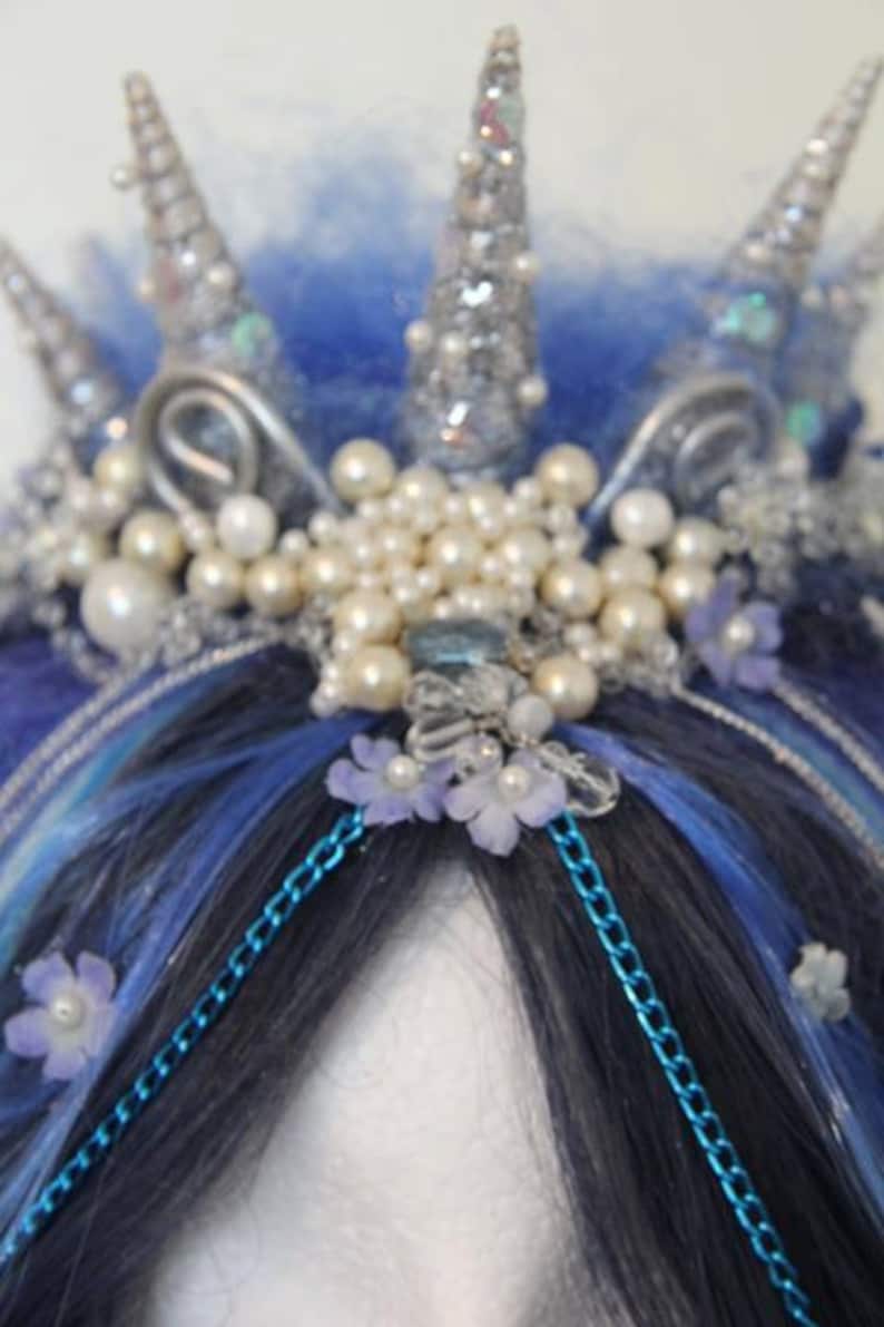 Long Mermaid Wig - Custom Made With Shell Crown + Pearl Beads ...