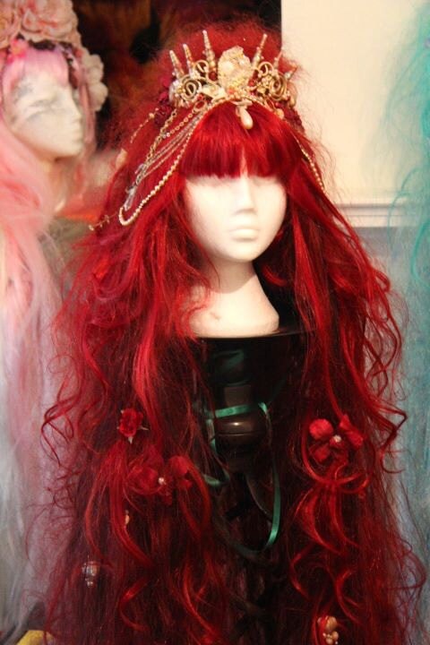 Long Mermaid Wig - Custom Made With Shell Crown + Pearl Beads + Flowers ...