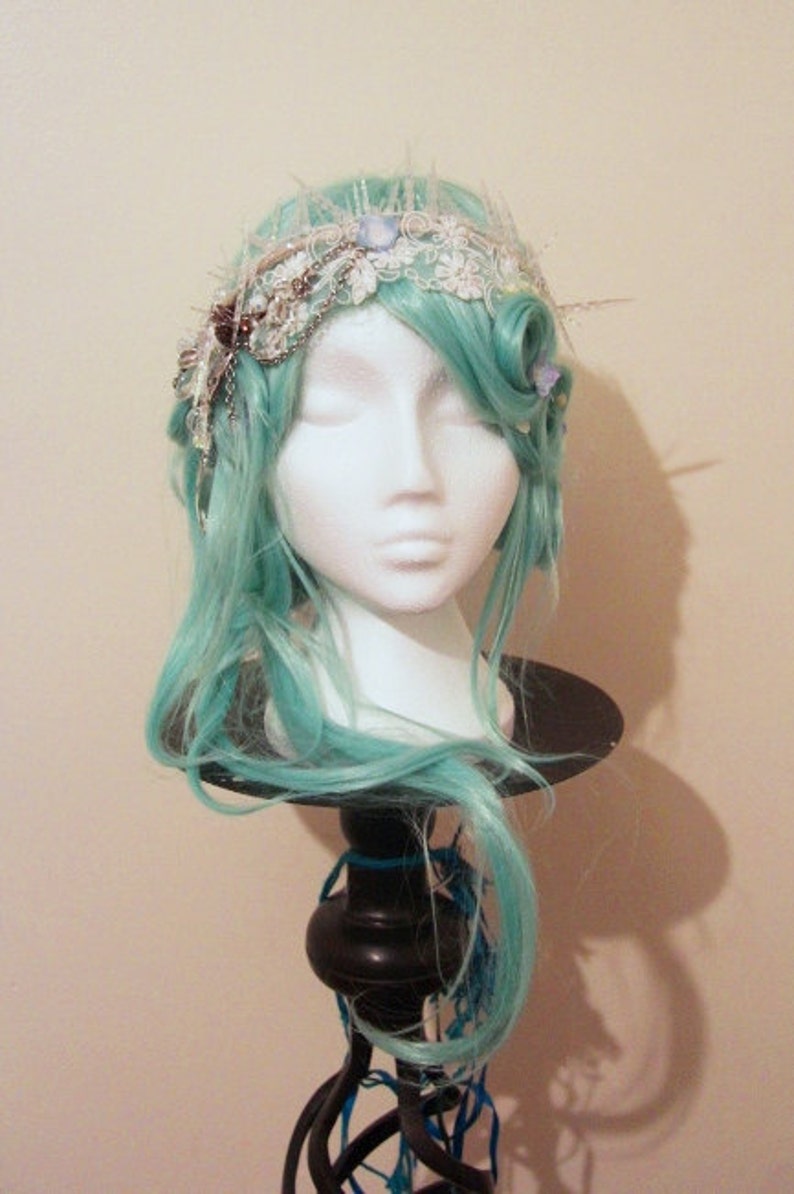 Icicle Queen Wig - Custom Made With Crown, Lace, Crystal Jewellery + Silk Flowers - Etsy
