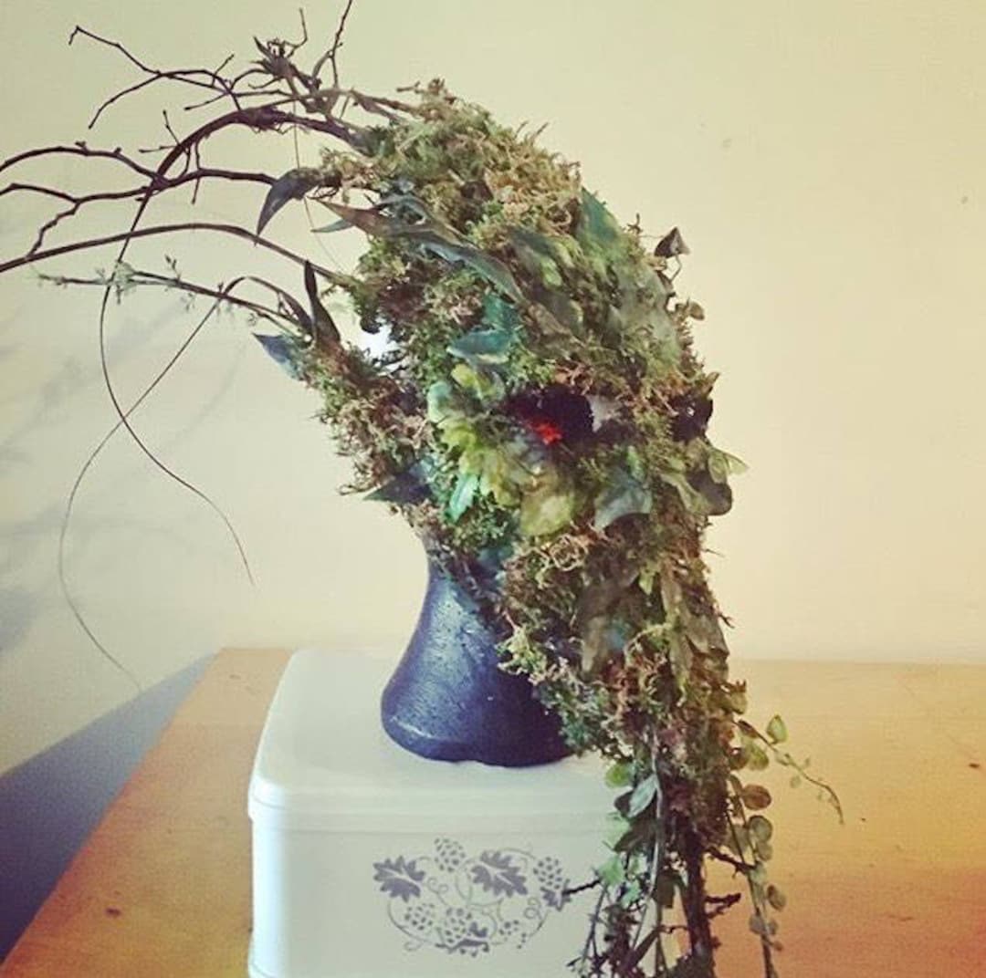 Green Man Tree Mask - Custom Made in Papier Mache With Moss, Twisted ...