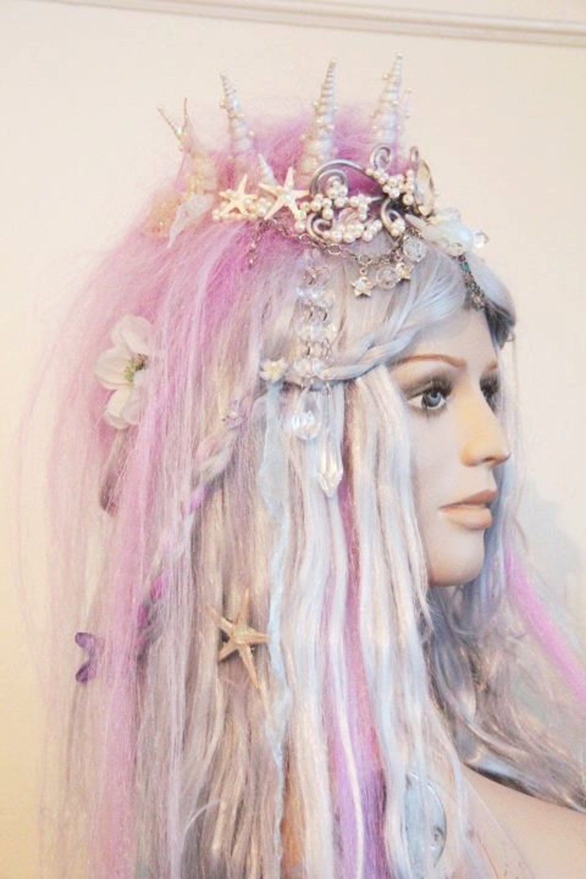 Mermaid Wig - Custom Made With Shell Crown + Pearl Beads + Plaits - Etsy