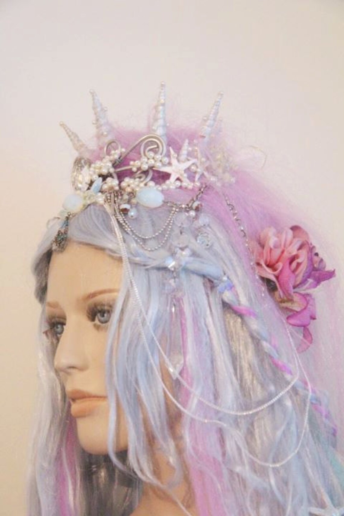 Mermaid Wig - Custom Made With Shell Crown + Pearl Beads + Plaits - Etsy