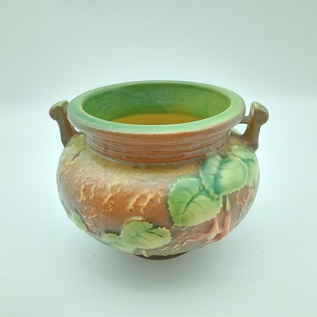 Roseville Fuchsia 1938 Vintage Art Pottery Brown Jardiniere Planter 645 ...