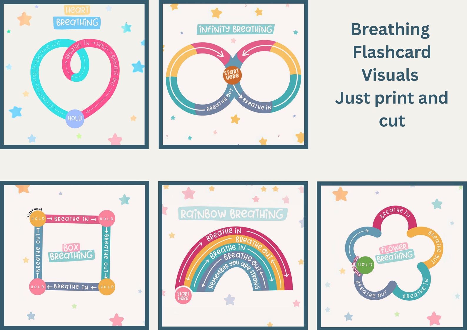 Breathing Technique Cards: Calm Kids Flashcards & Posters (PDF Download ...