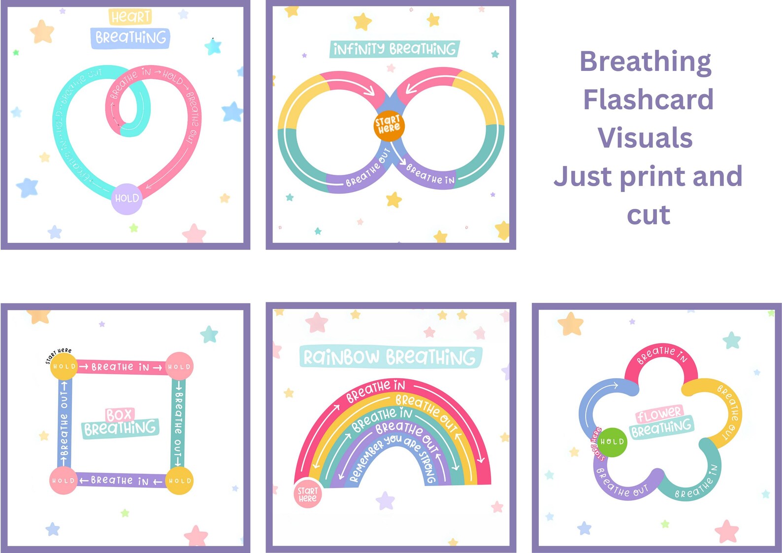 Breathing Technique Cards: Calm Kids Flashcards & Posters (PDF Download ...
