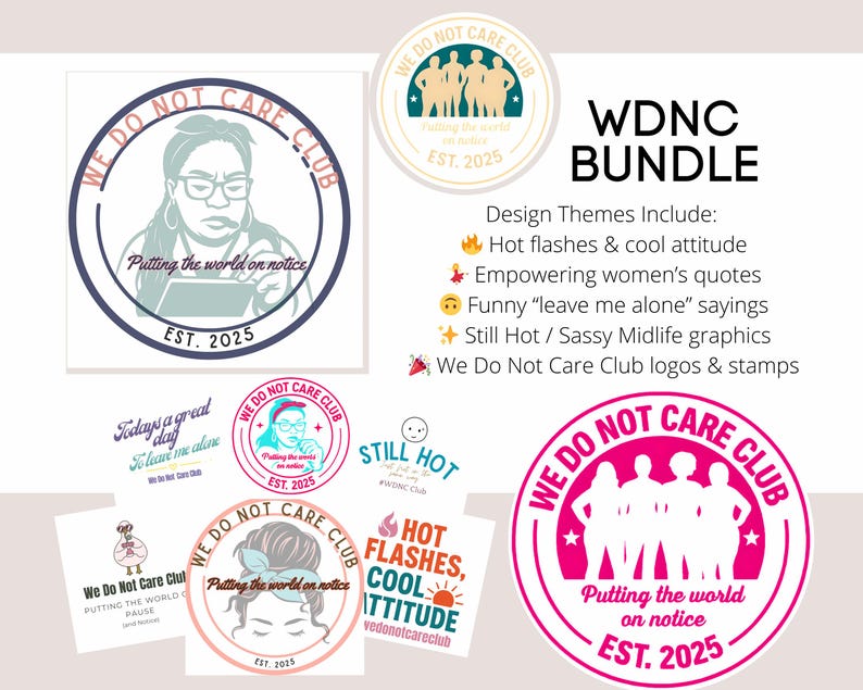 Funny Menopause SVG Bundle: WDNC Club, Sassy Midlife Humor (digital ...