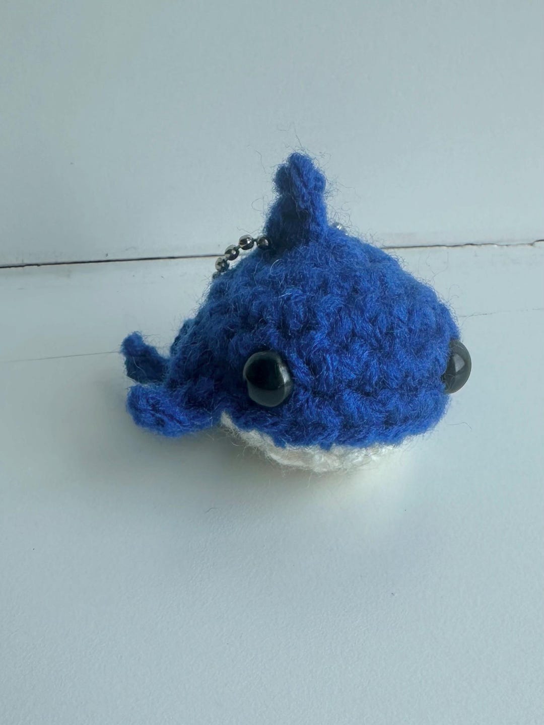 Crochet Baby Shark Keychain- Blue and White - Etsy