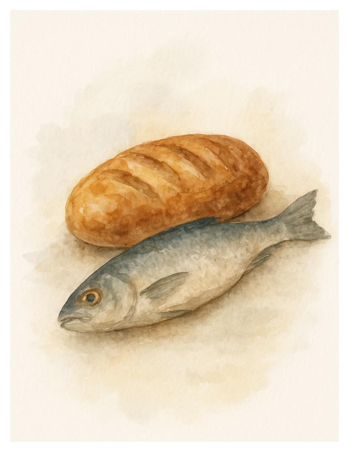 Fish and Bread | Printable Bible Image | Christian Watercolor Art for ...