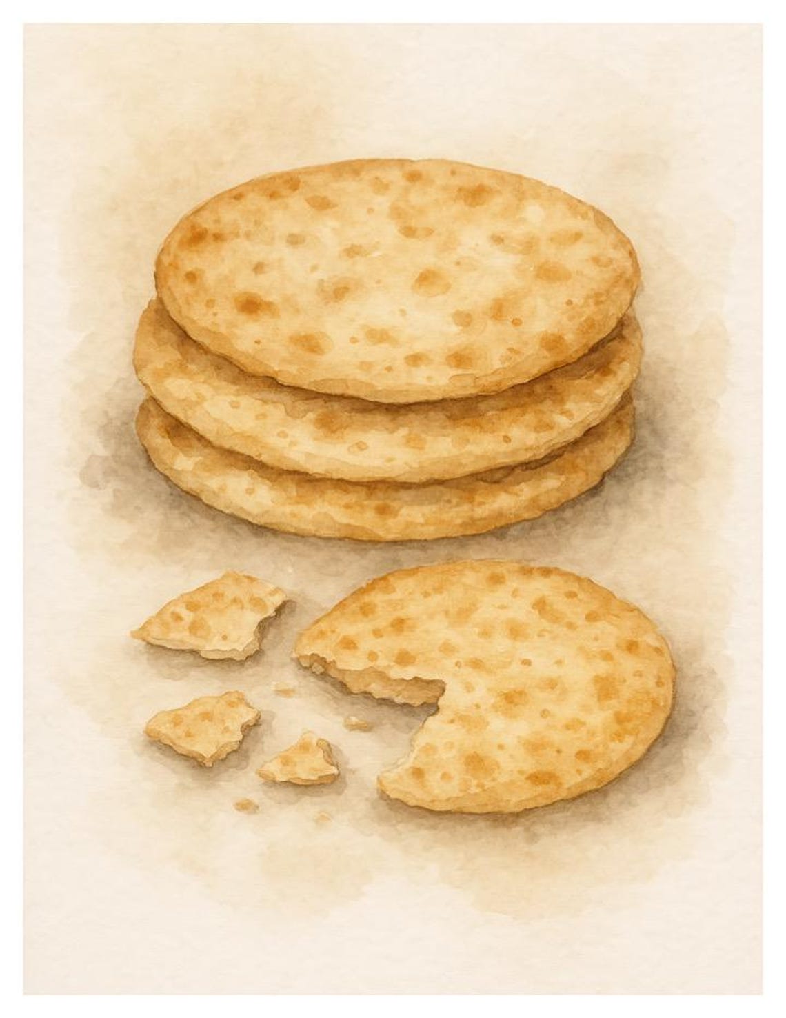 Unleavened Bread | Printable Bible Image | Christian Watercolor Art for ...