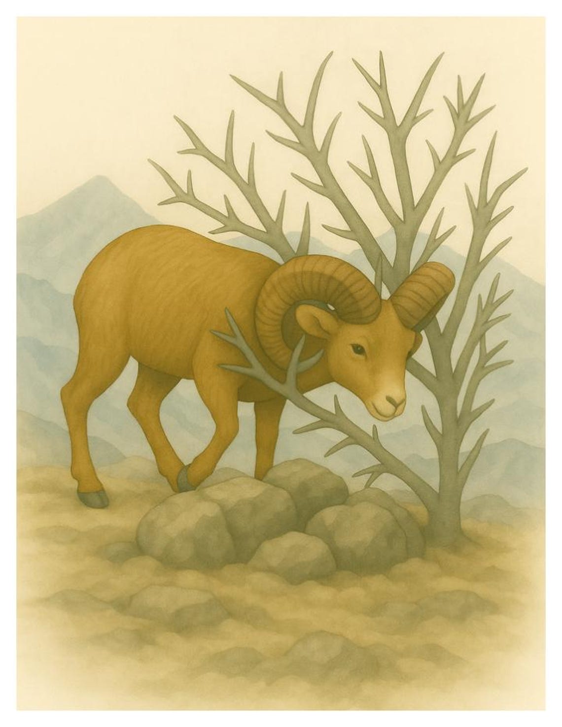 Ram in Thicket | Printable Bible Image | Christian Watercolor Art for ...