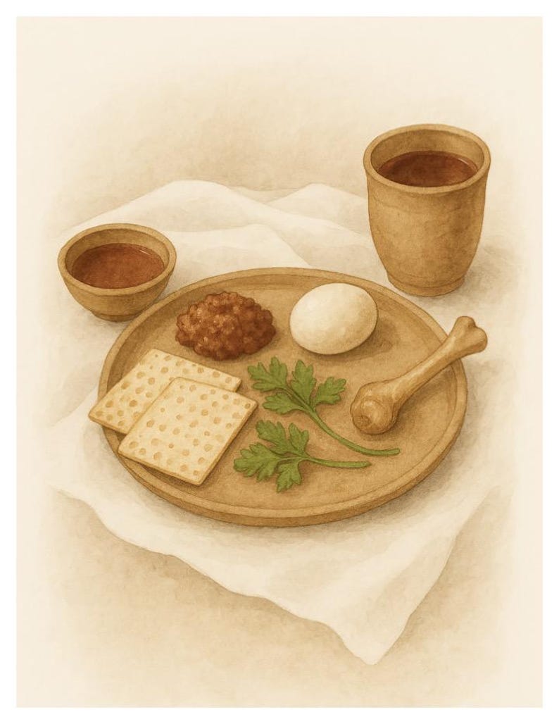 Passover Meal | Printable Bible Image | Christian Watercolor Art for ...