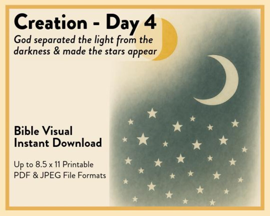 Creation Day 4_sun Moon Stars Printable | Bible Visual Aid | Sunday ...
