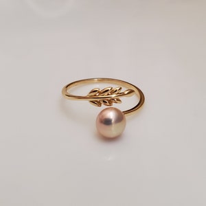 Cultured Freshwater Pearl Finger Ring US Size 5-6-7 Adjustable Gold ...